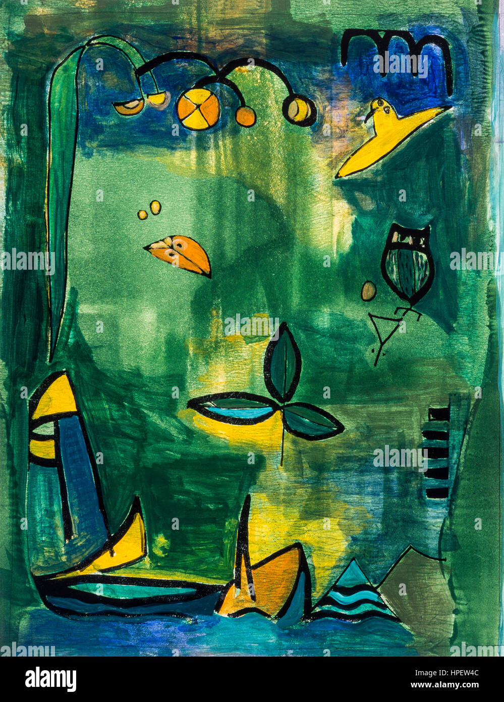 Painting of Pia Bühler, Lakeside III, etching and acrylic Stock Photo ...