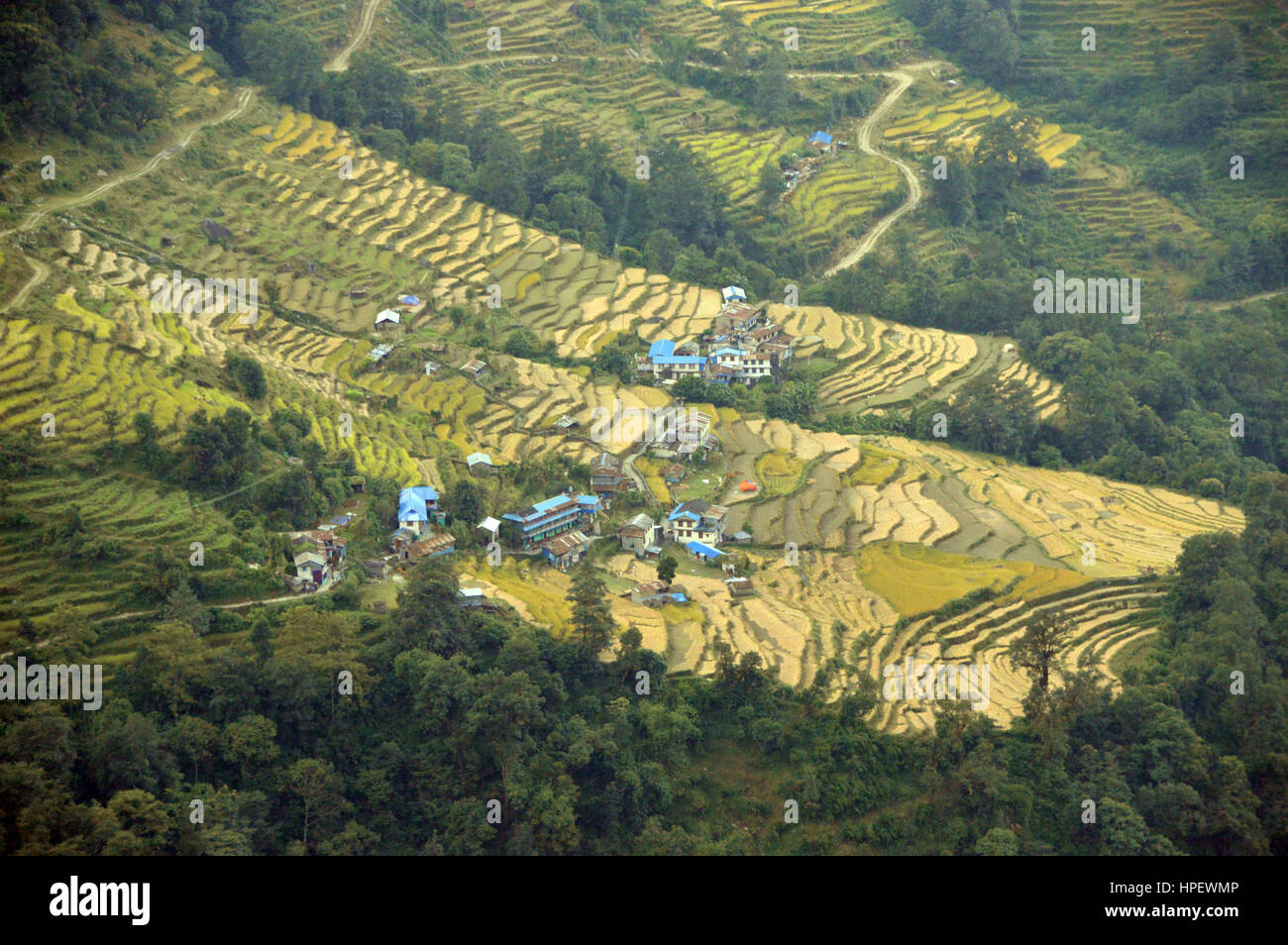 Looking Down on a Small Farming Community near the Villages of Ulleri ...