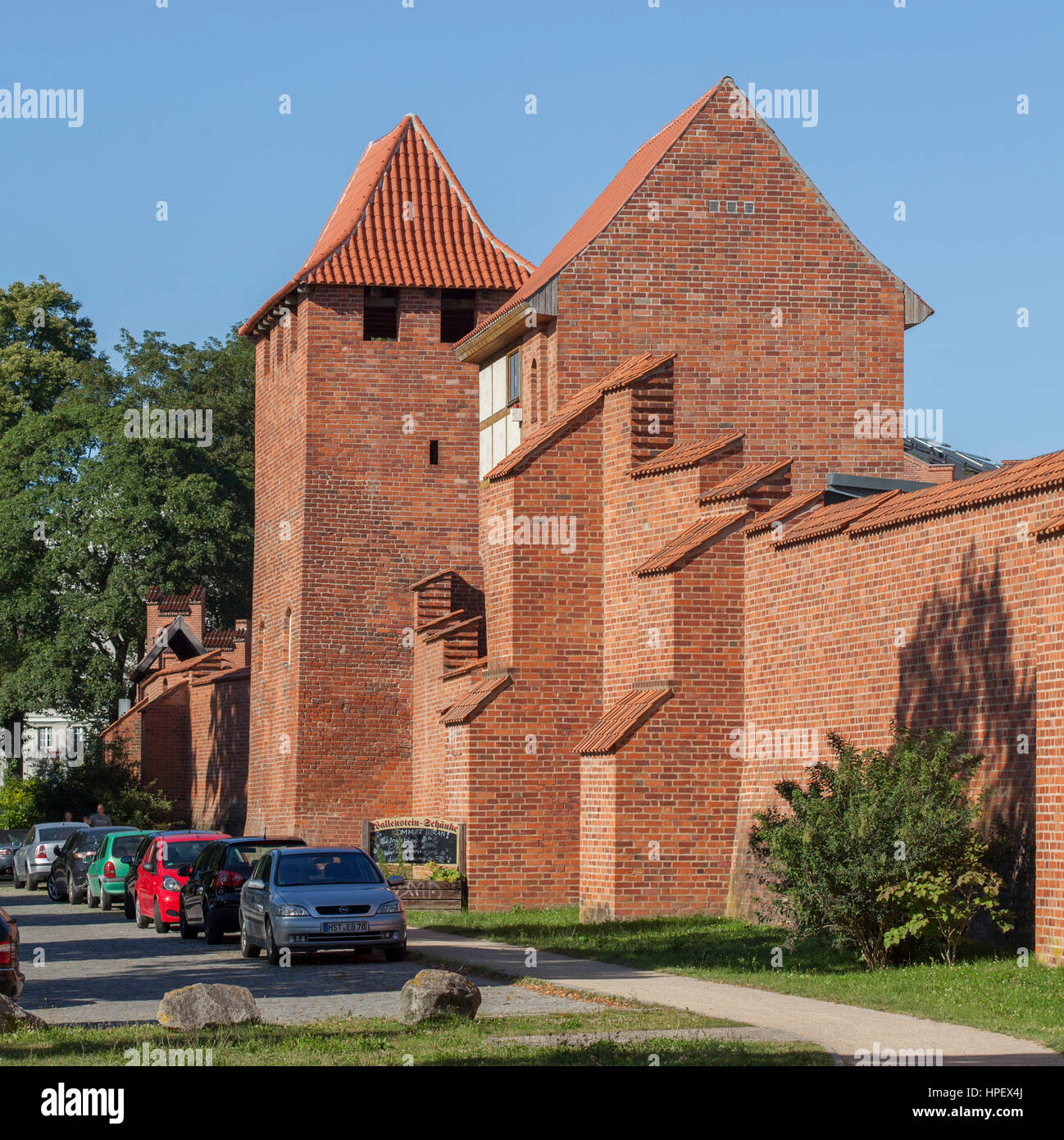 Stralsund, Historic city walls with watchtower Stock Photo - Alamy