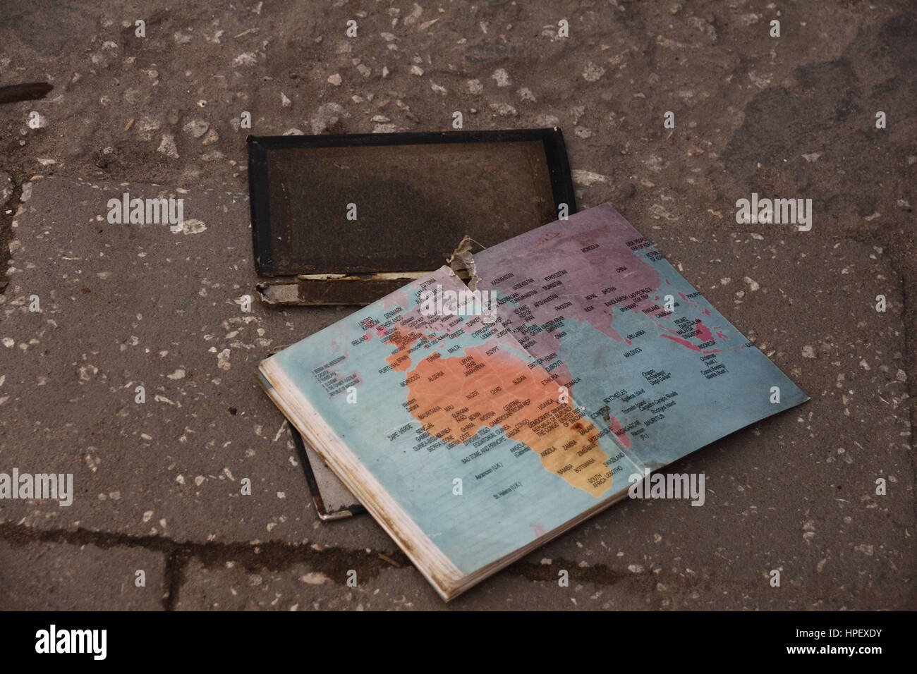 open book with a map of Africa Stock Photo - Alamy