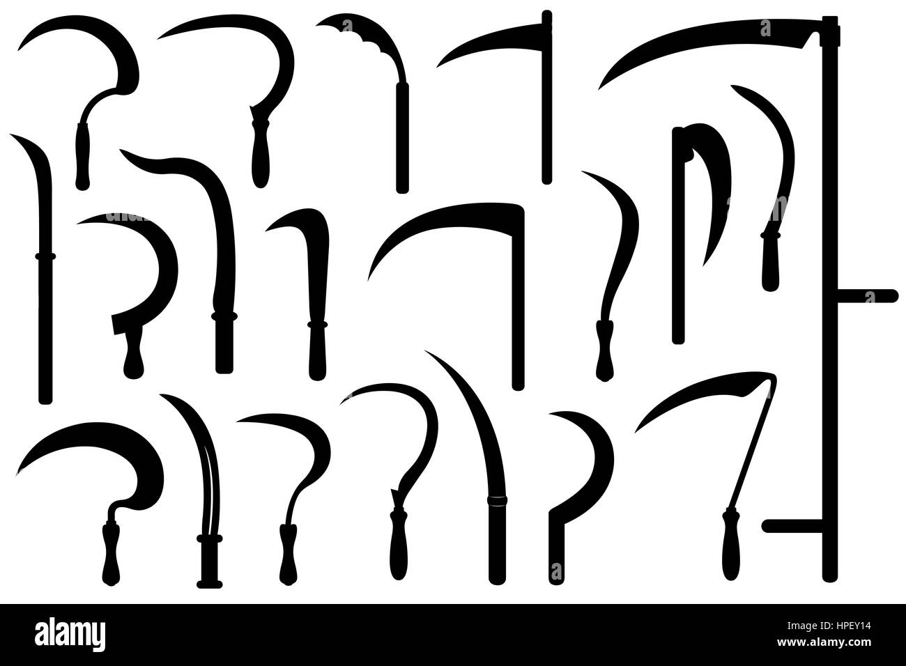 Set of different sickles isolated on white Stock Photo - Alamy