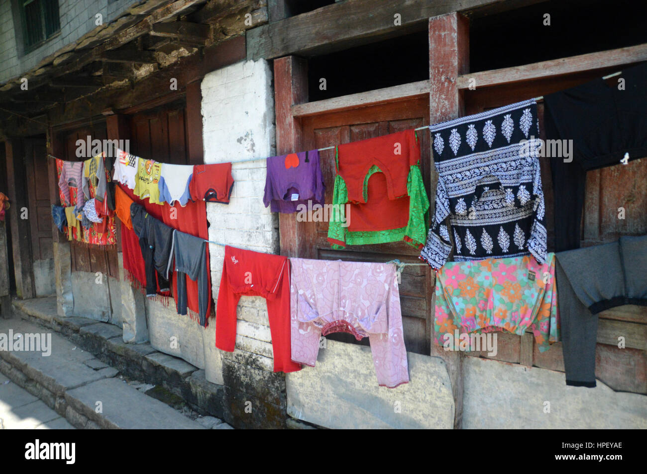 Traditional Nepalese Clothing Hanging on the Clothes Line in the ...