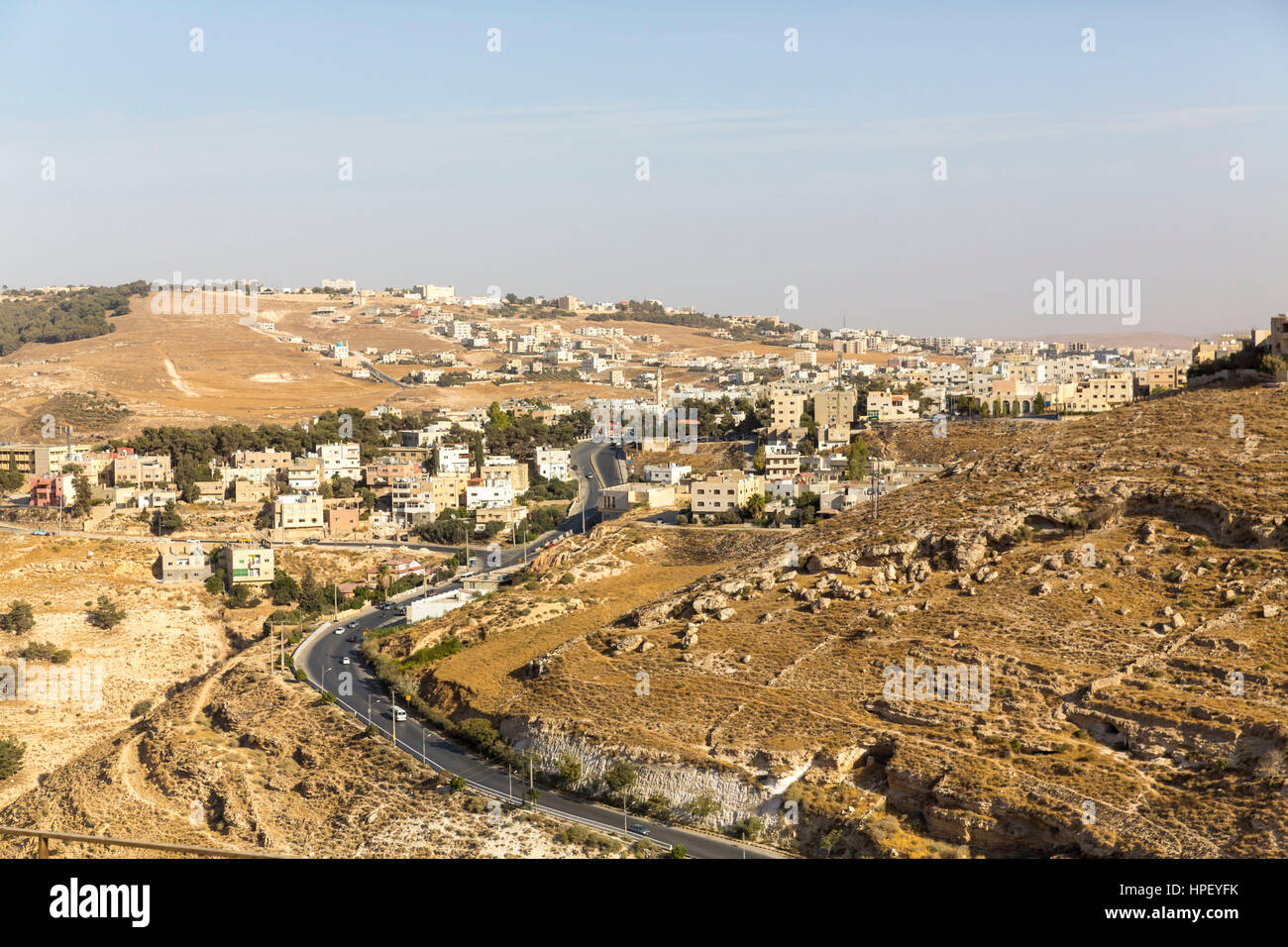 View from the castle to the city Karak (Kerak, Al-Karak), Jordan, Asia ...