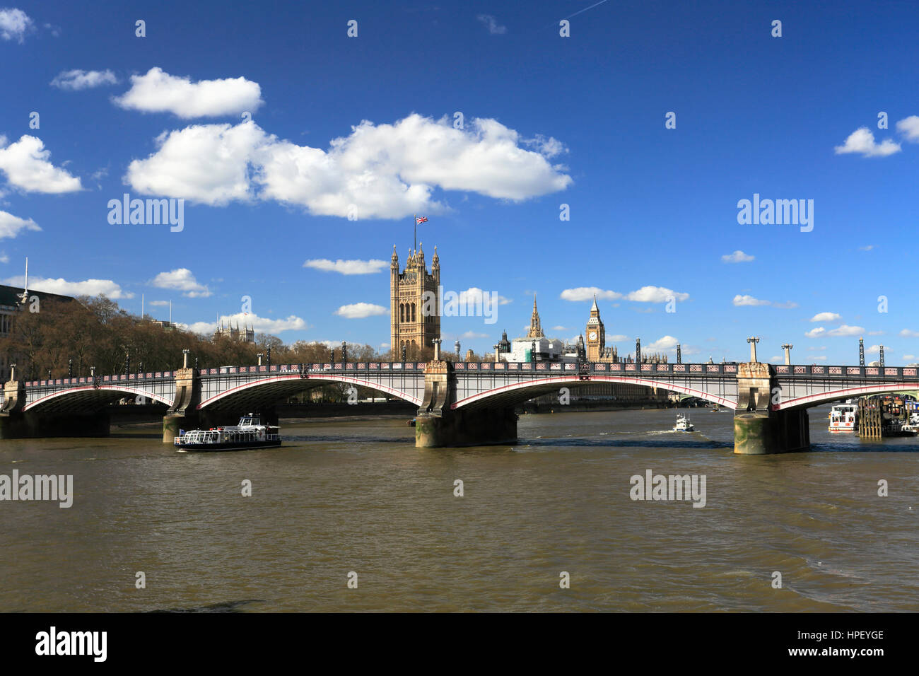 Summer, Lambeth Bridge, river Thames, Westminster, London City, England ...