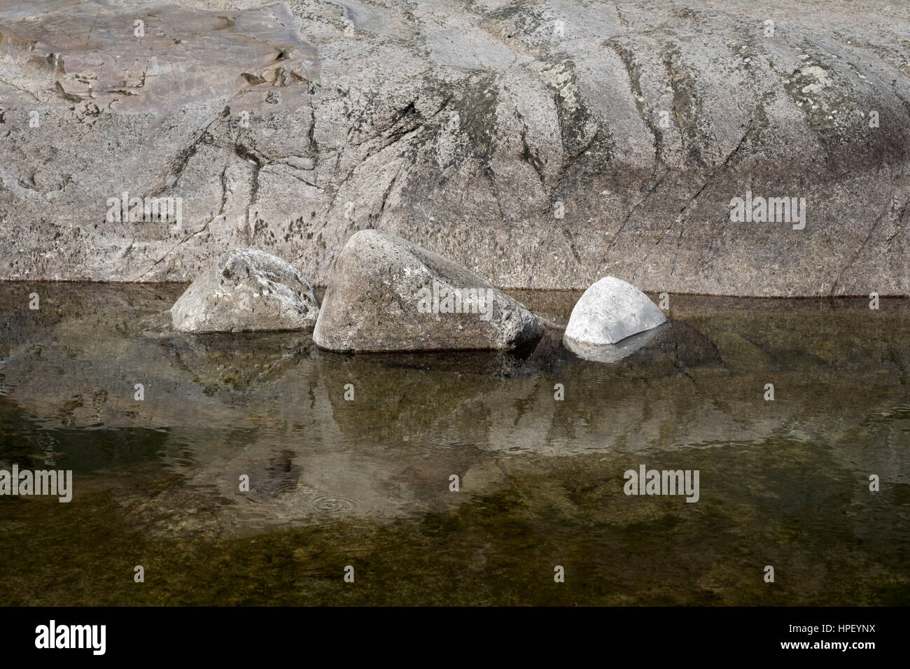 River, Water, Reflection, three stones Stock Photo - Alamy