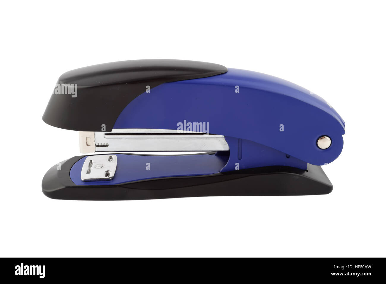 profile of blue stapler isolated on white background Stock Photo - Alamy