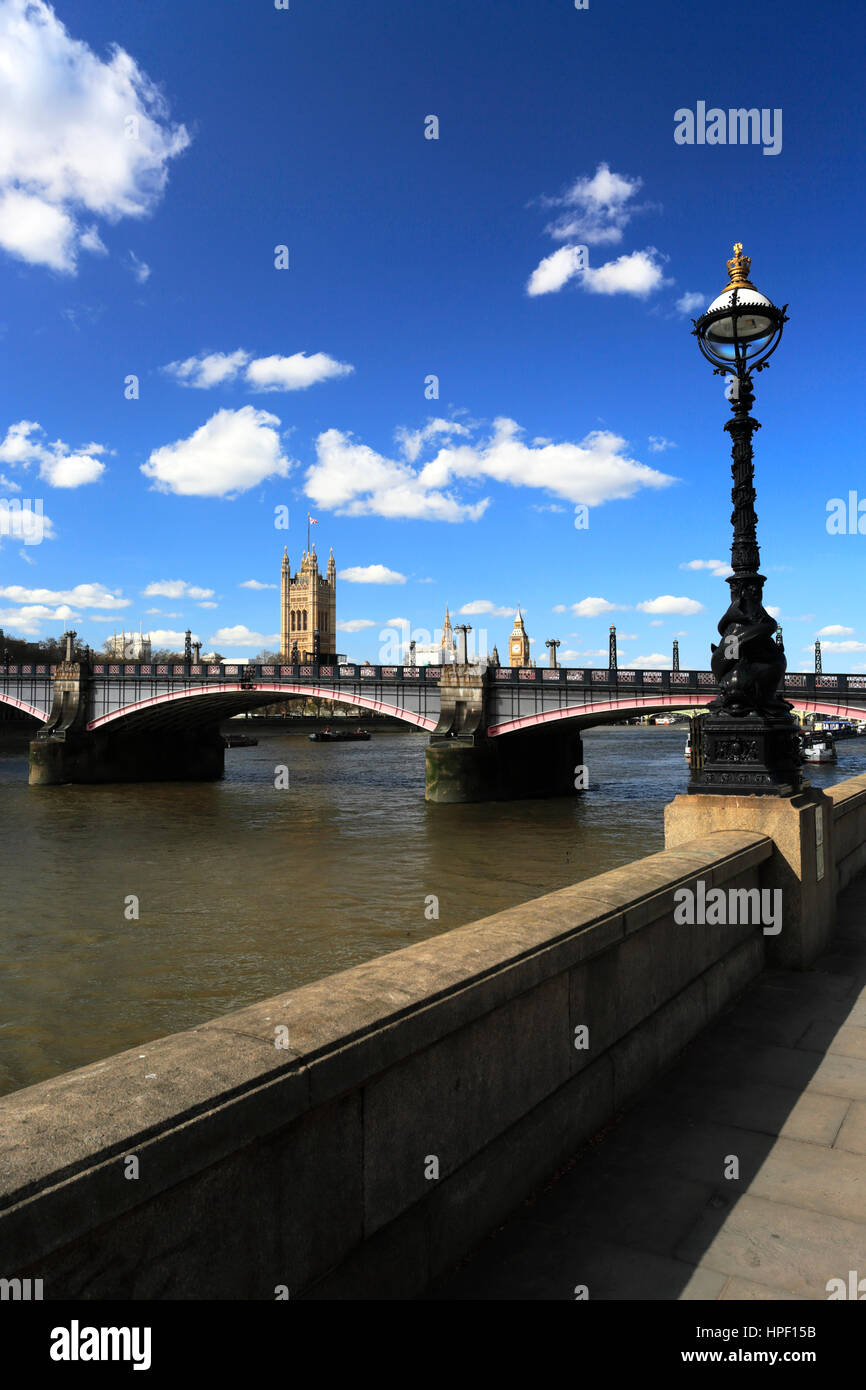 Summer, Lambeth Bridge, river Thames, Westminster, London City, England ...