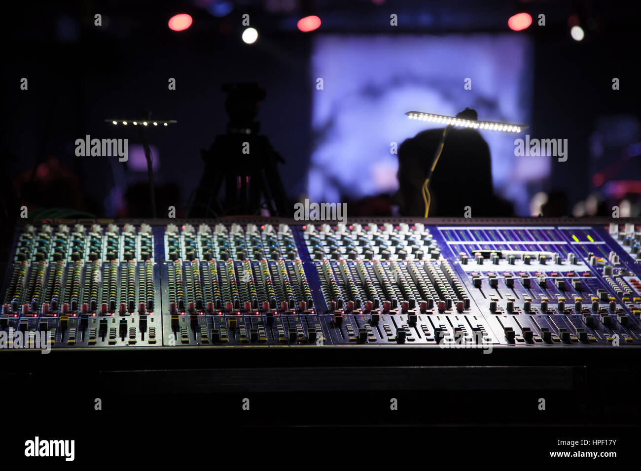work place sound engineer's. mixing console Stock Photo - Alamy