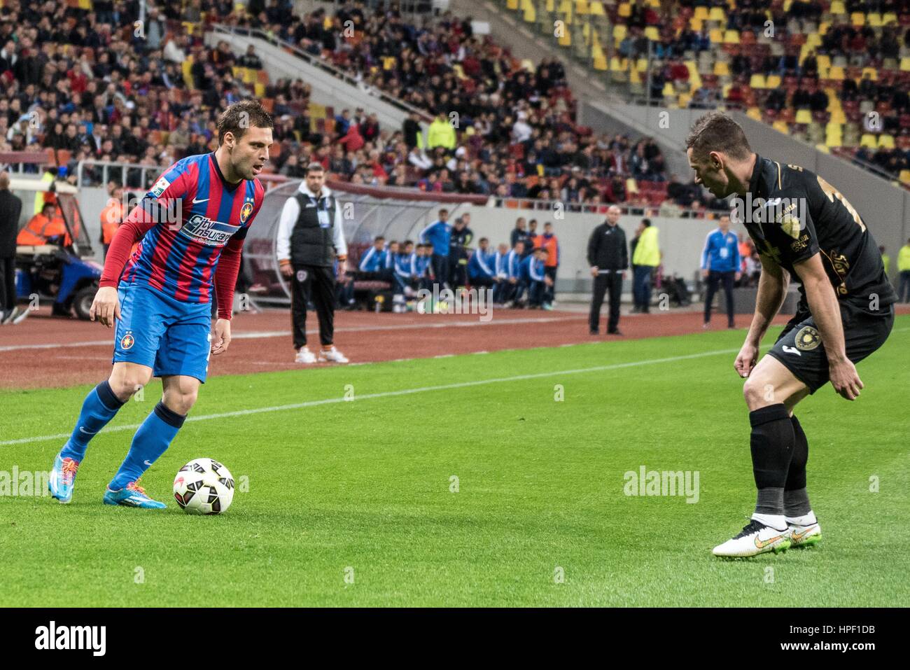 April 29, 2015: Adrian Popa #77 of FCSB and Laszlo Sepsi #19 the team ...