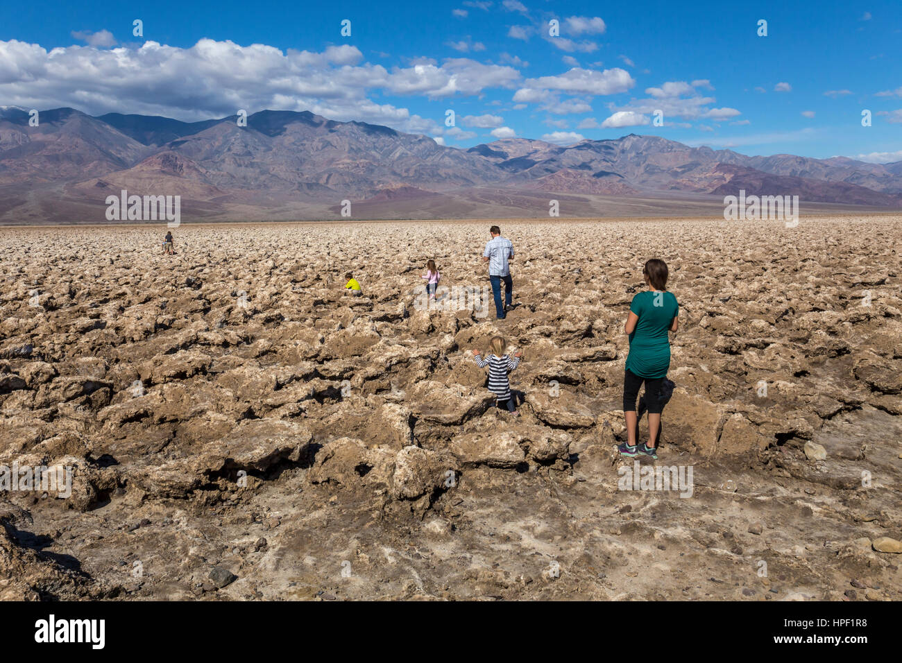 tourists, family, visitors, visiting, Devils Golf Course, Death Valley ...