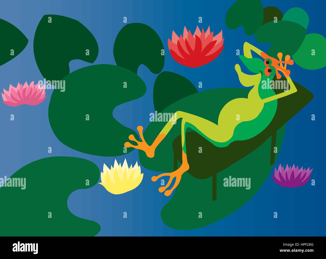 Water frog in lily Stock Vector Images - Alamy