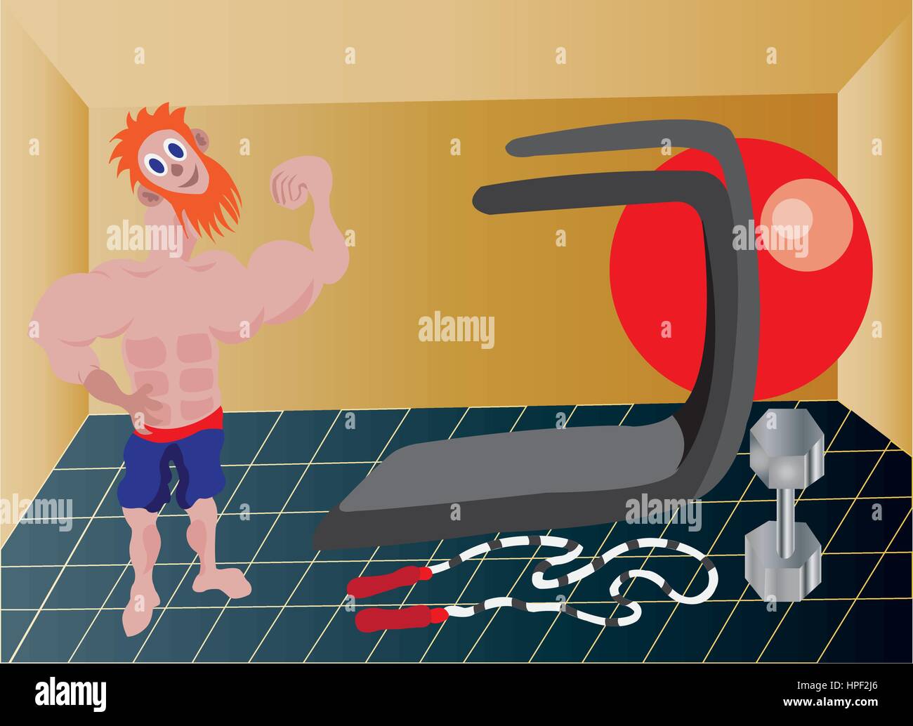 A gym trainer flexing his muscle Stock Vector Image & Art - Alamy