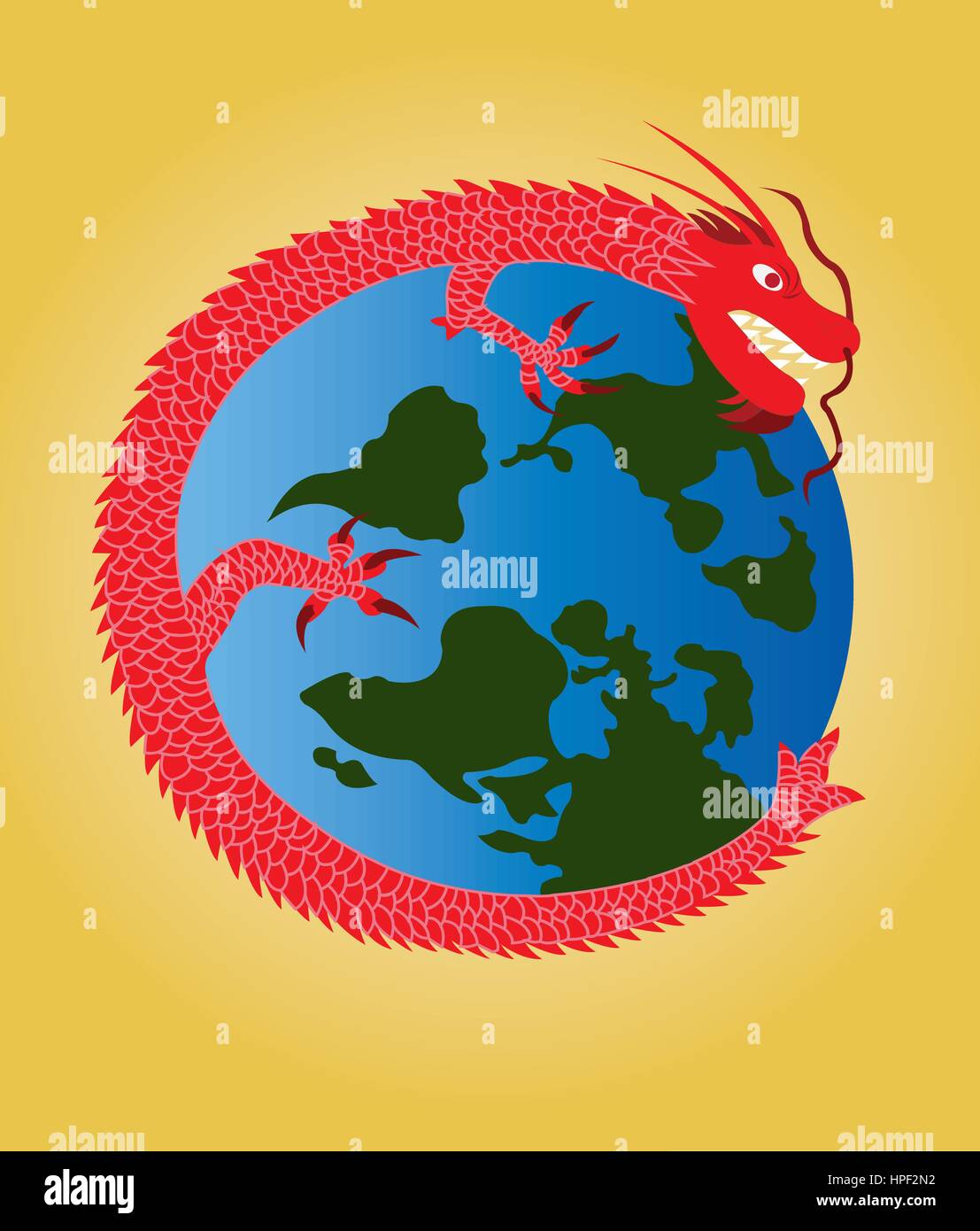 a Chinese dragon encircling the planet Stock Vector Image & Art - Alamy