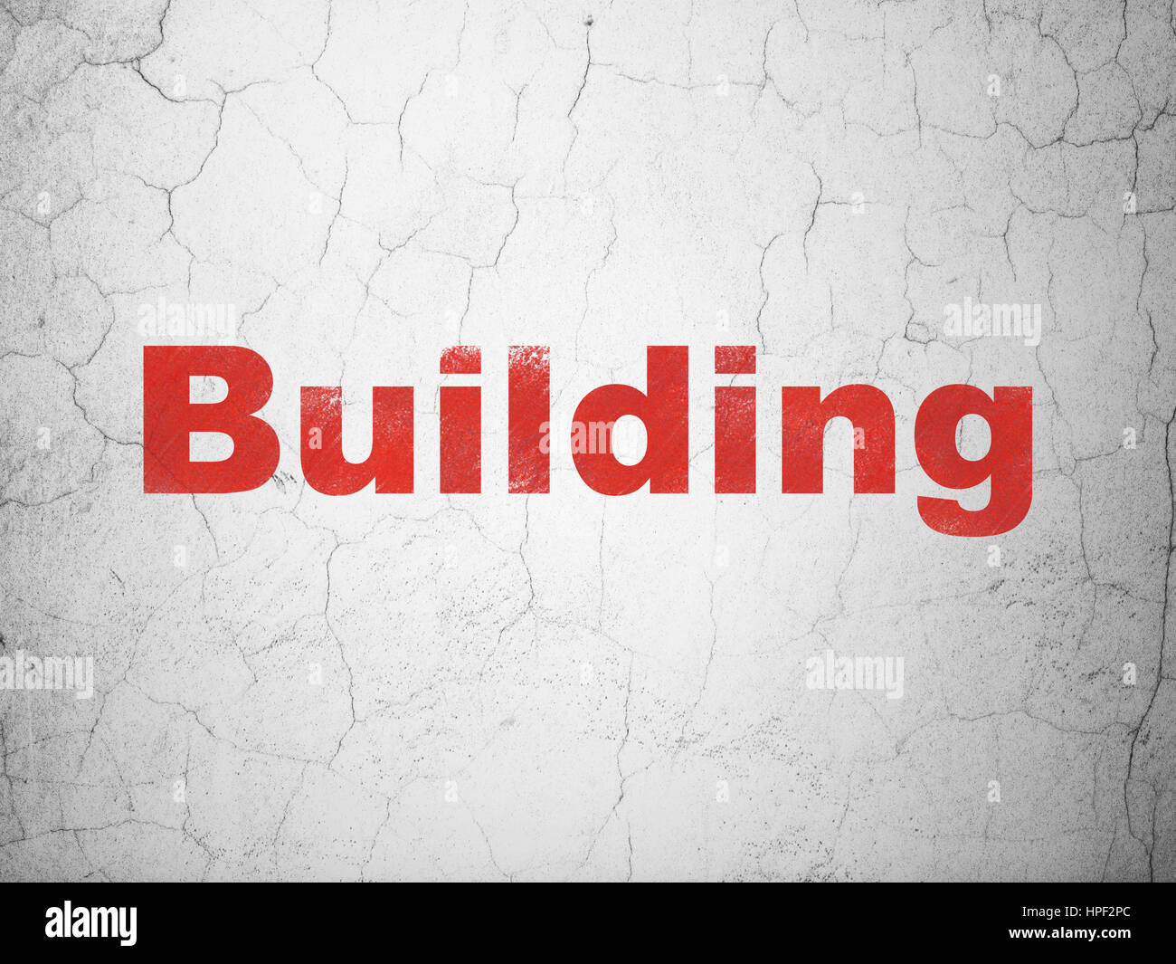 Construction concept: Red Building on textured concrete wall background ...