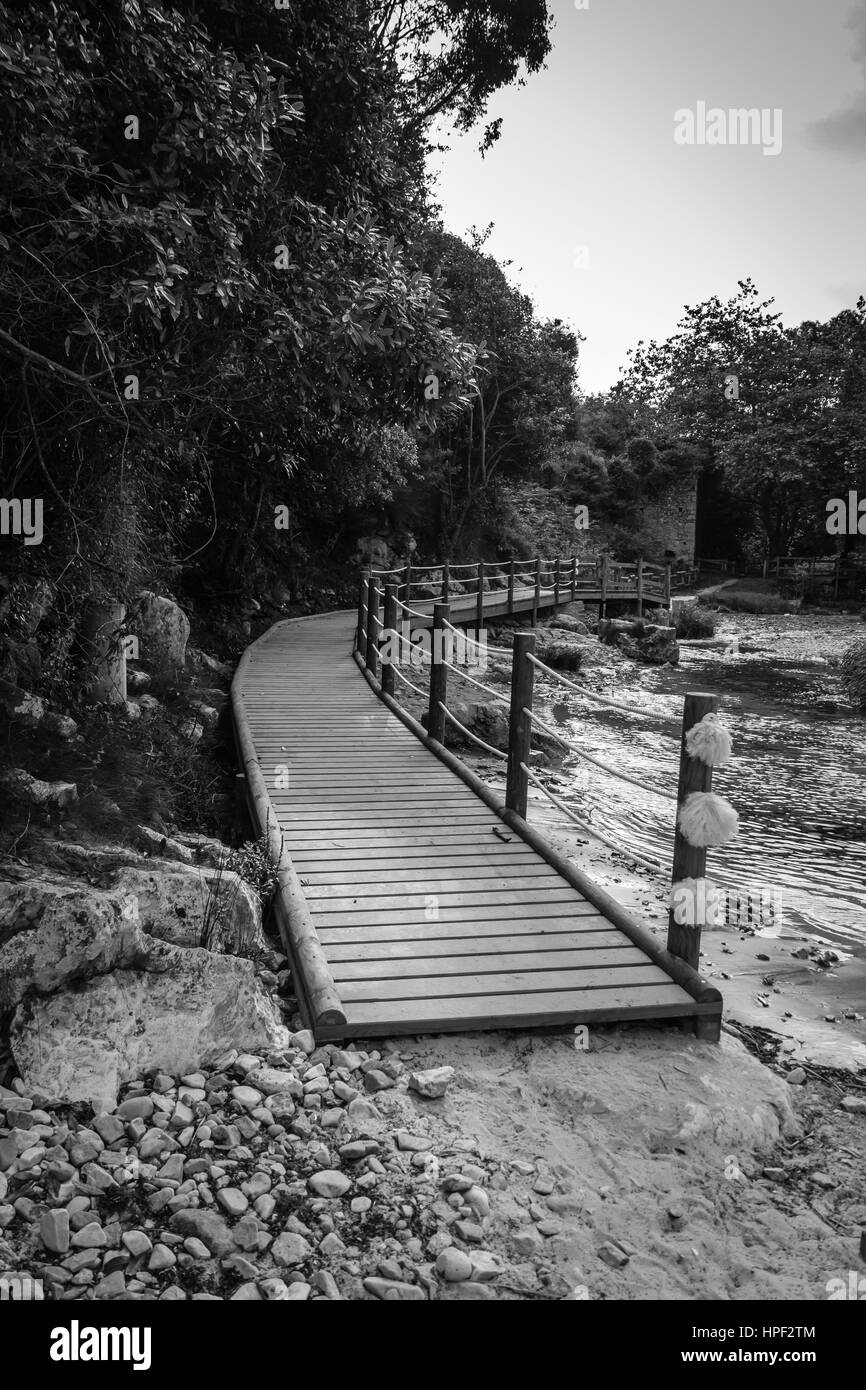 Wood path footbridge Black and White Stock Photos & Images - Alamy