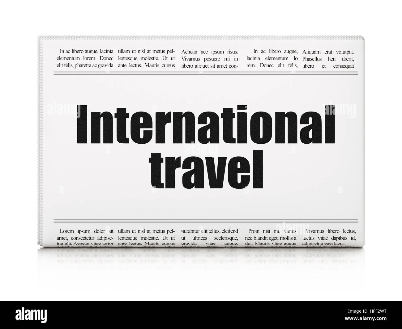 Vacation concept: newspaper headline International Travel on White ...