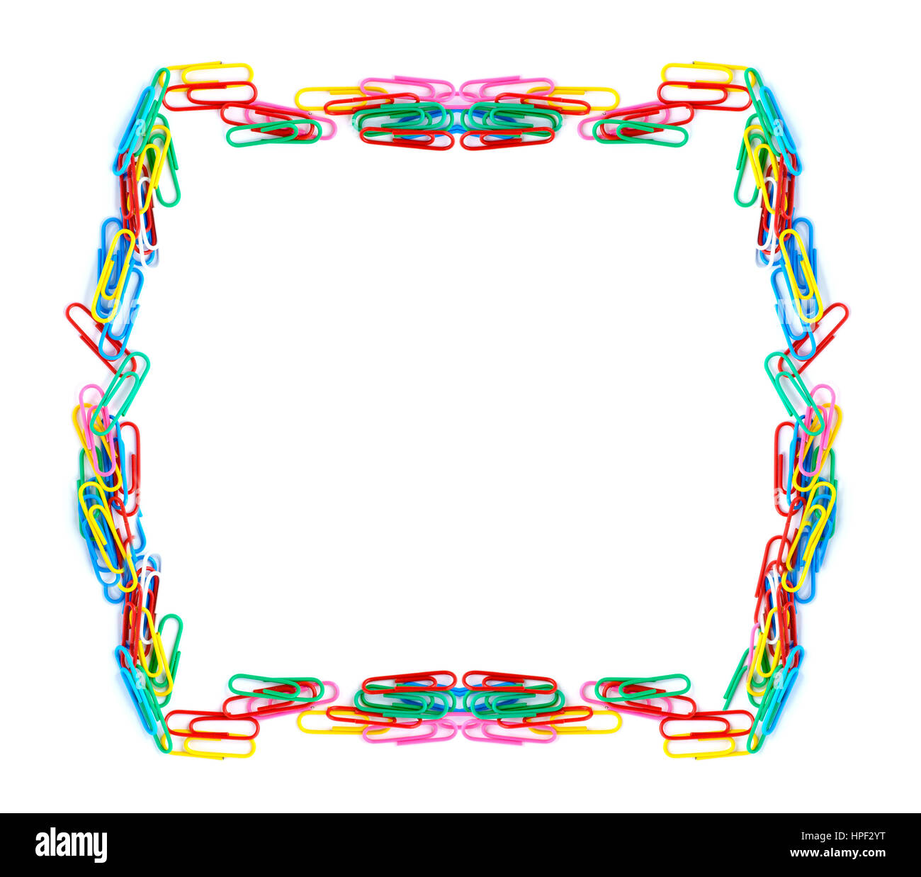 Frame colorful paperclips on white background, isolated Stock Photo - Alamy