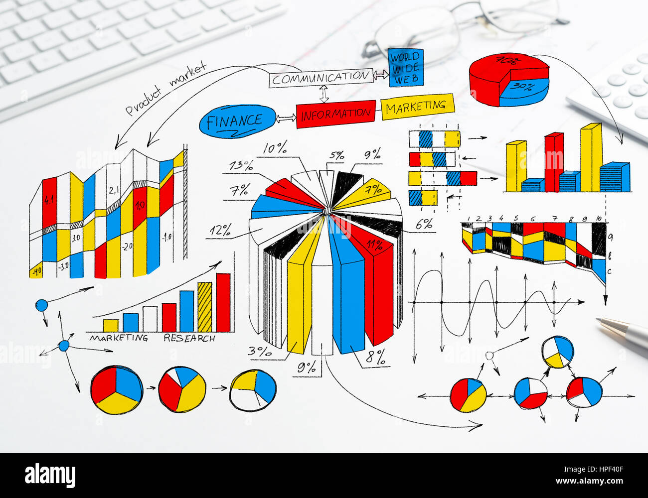 Color business strategy sketch on white background Stock Photo - Alamy