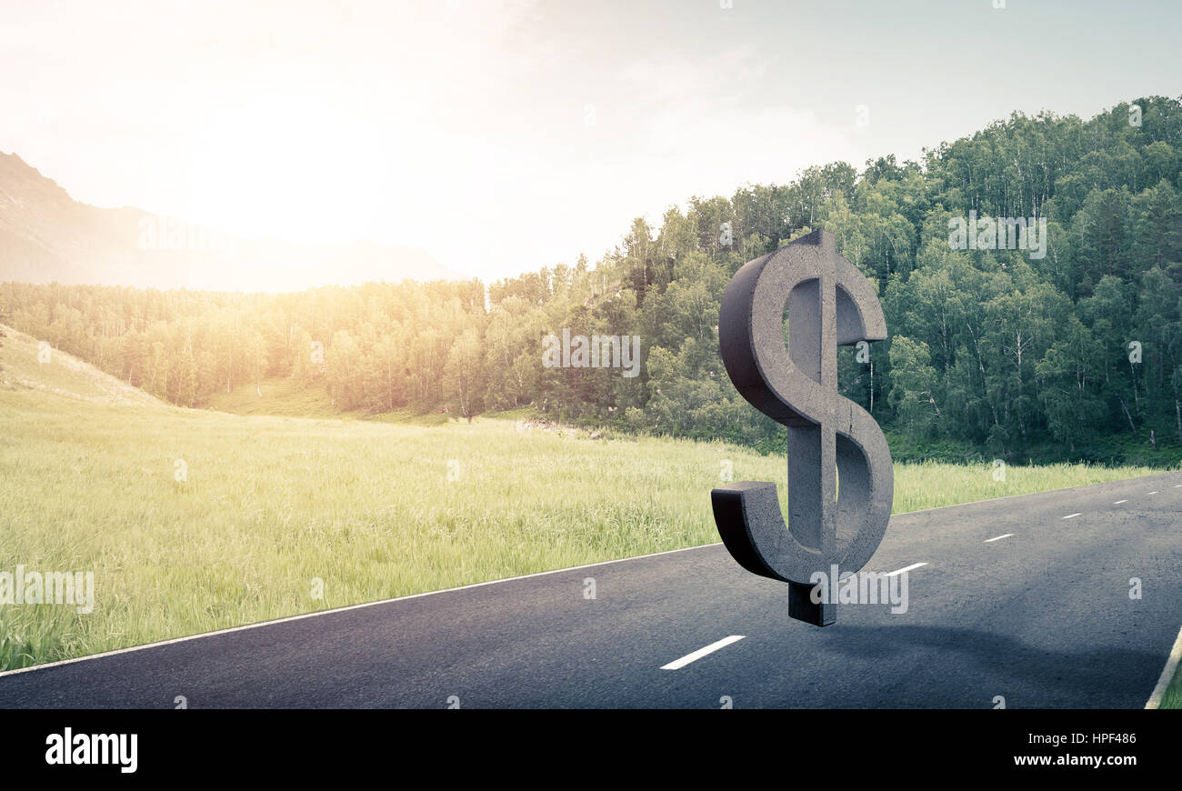 Stone dollar symbol on natural landscape as currency sign Stock Photo ...