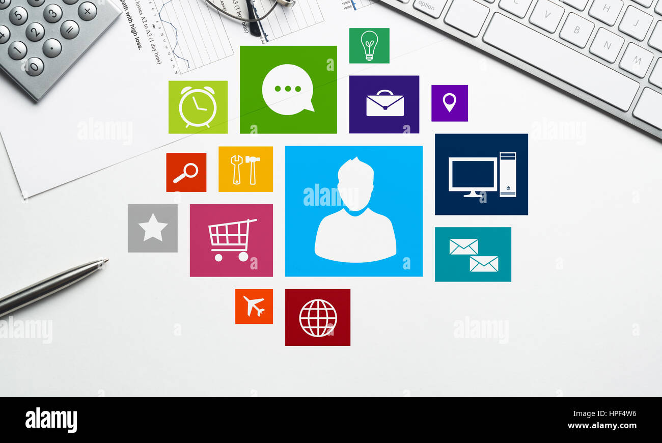 Set of colorful flat design and development icons Stock Photo - Alamy