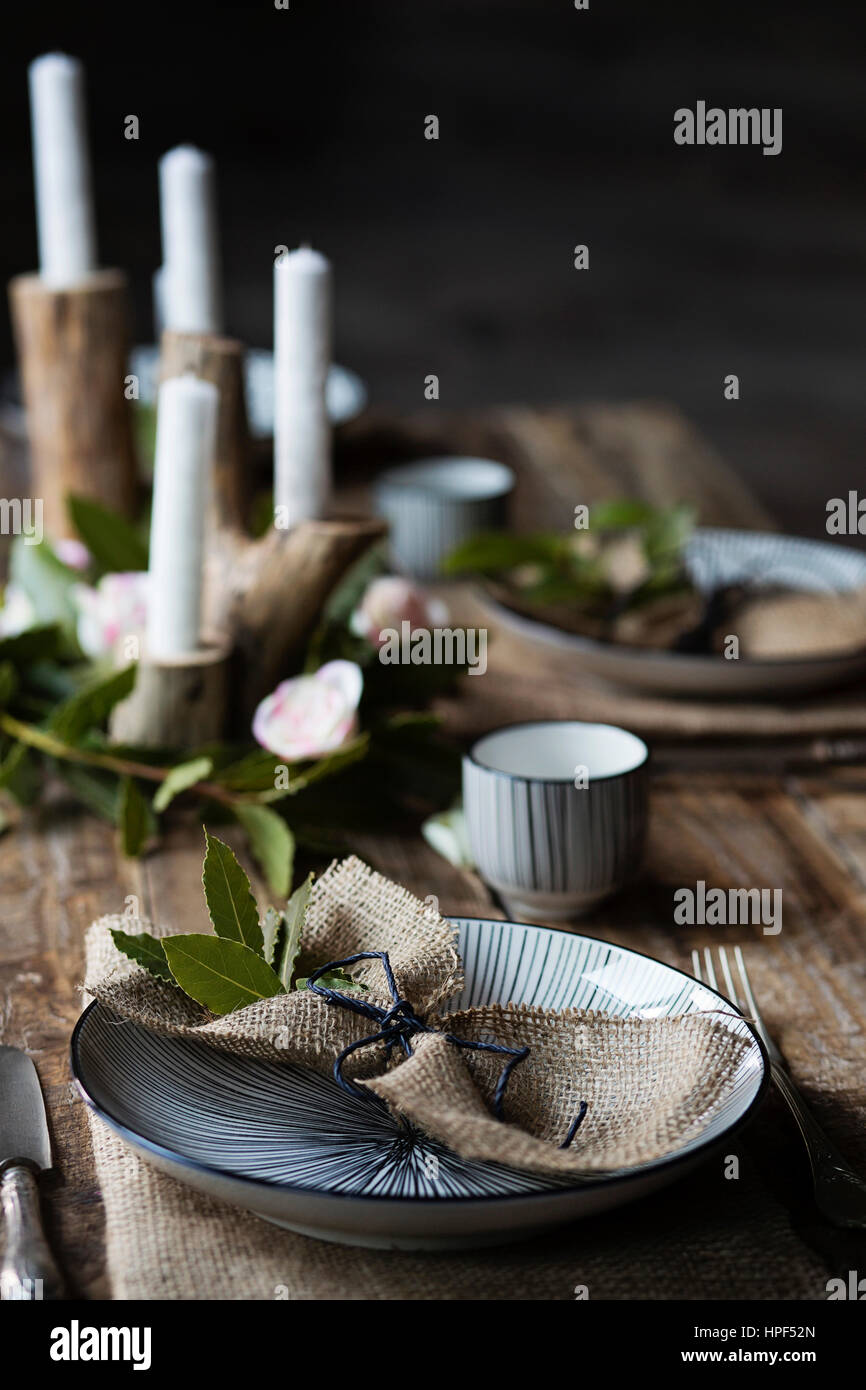Table setting. Close up Stock Photo - Alamy