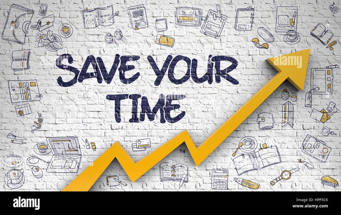 Save Your Time - Modern Line Style Illustration with Hand Drawn ...