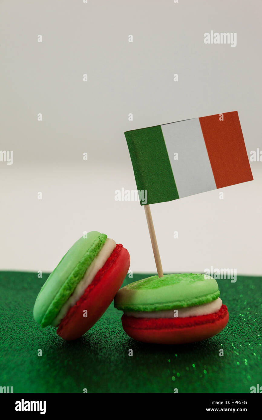 St. Patricks Day three cookies with irish flag against white background ...