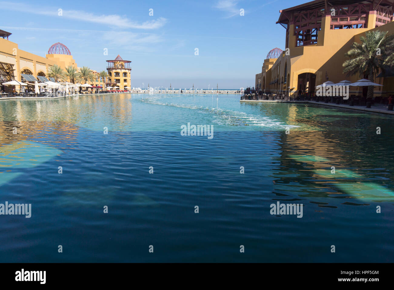 Water fountains and water feature in Souk Al-Kout Mall, Kuwait Stock ...