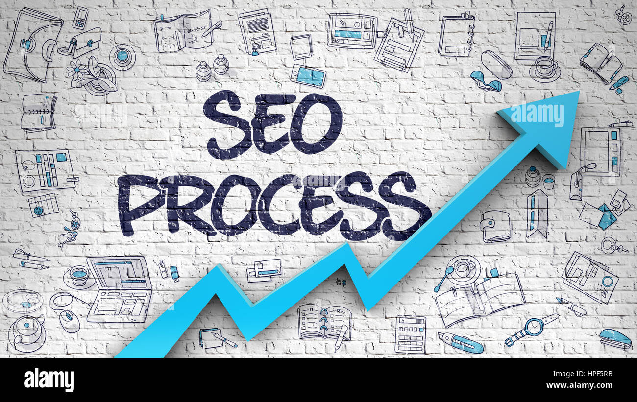 SEO Process - Modern Illustration with Doodle Elements. SEO Process ...