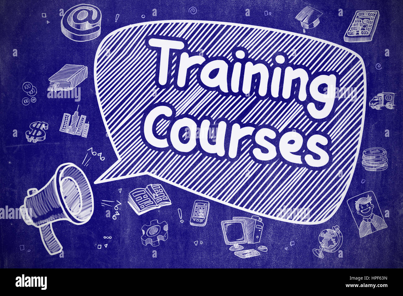 Speech Bubble with Wording Training Courses Doodle. Illustration on ...