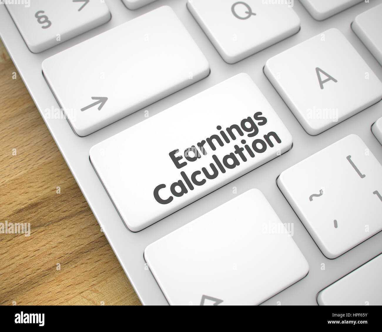 Earnings Calculation Button on the Keyboard Keys. with Wood Background ...