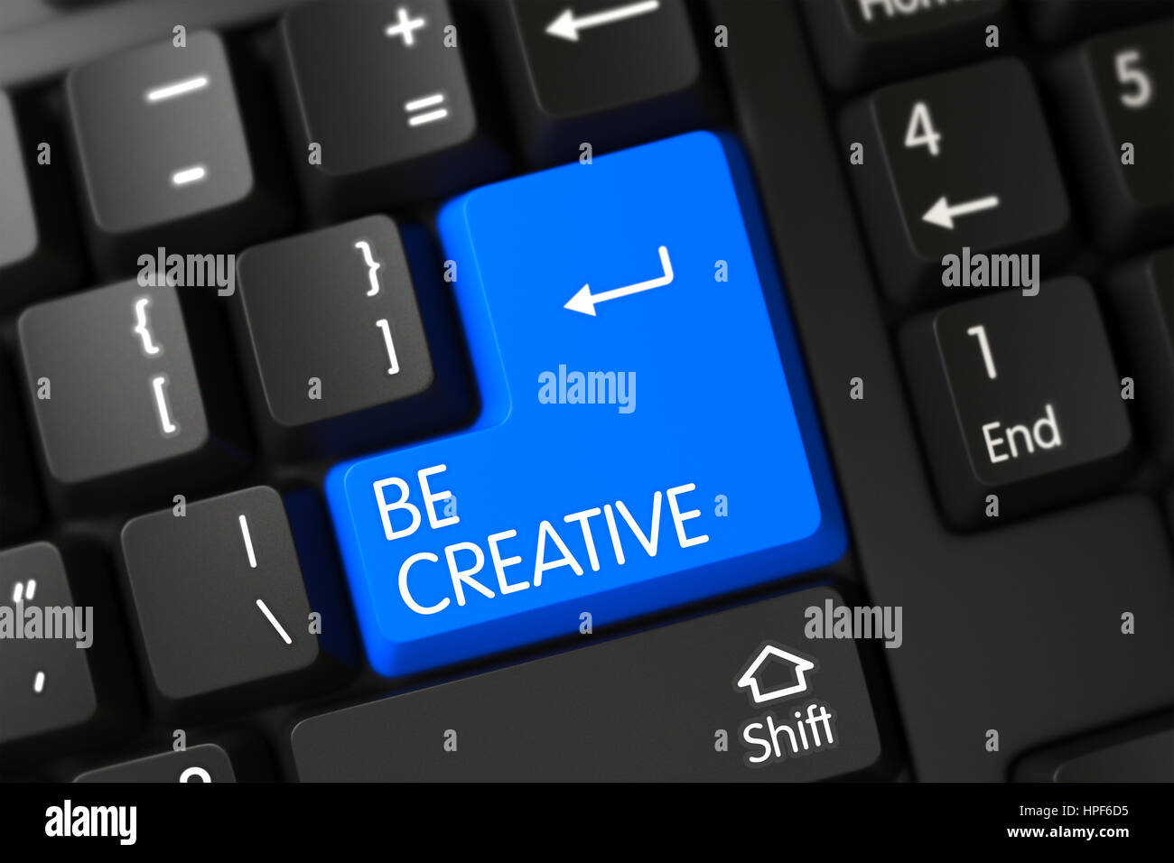Be Creative Concept: Modern Laptop Keyboard with Blue Enter Button ...