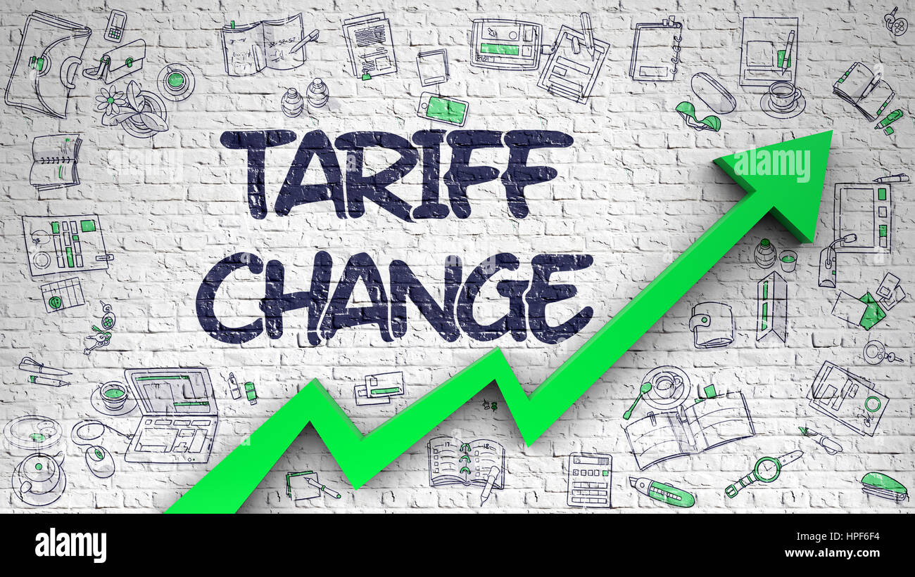 Tariff Change Drawn on White Brickwall. Illustration with Doodle Icons ...