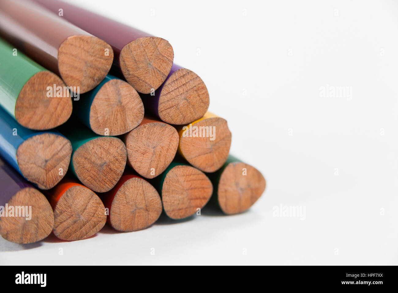 Bunch of colored pencil on white background Stock Photo - Alamy