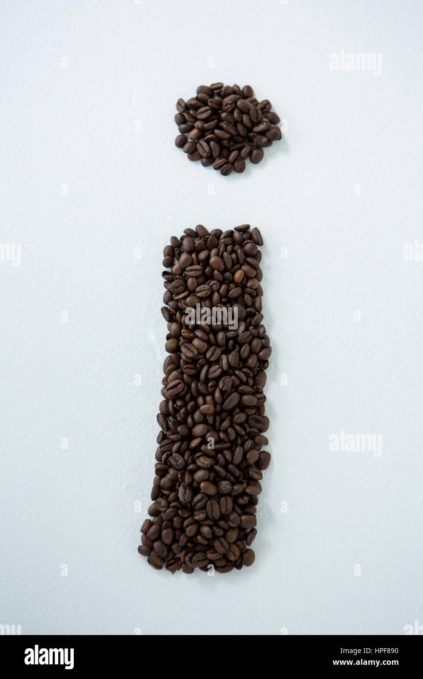 Coffee beans forming shape of alphabet I on white background Stock ...