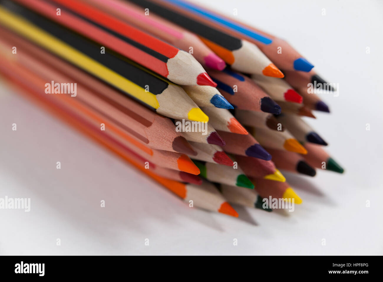Bunch of colored pencil on white background Stock Photo - Alamy