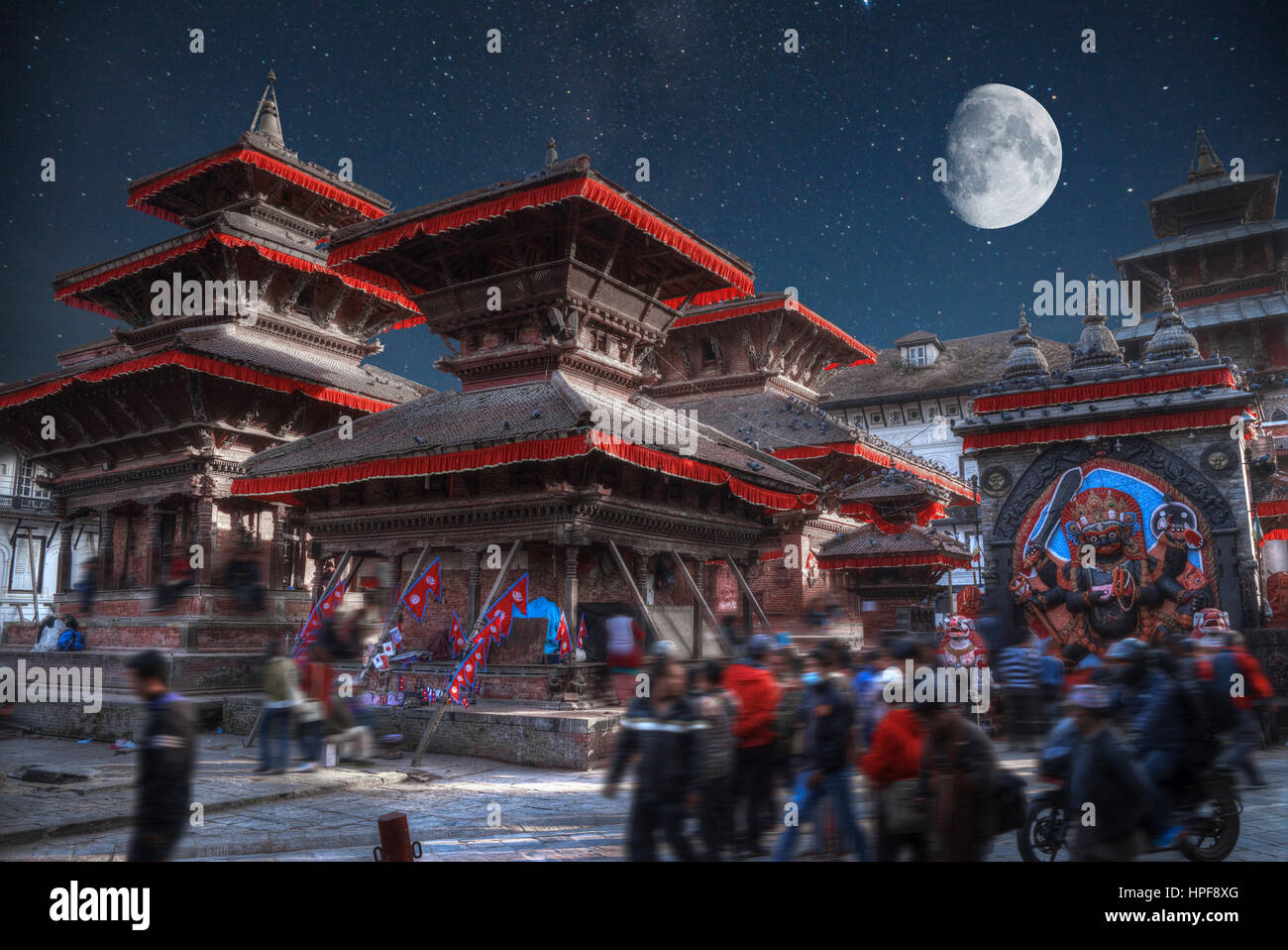 Patan .Ancient city in Kathmandu Valley. Nepal. night the starry sky ...