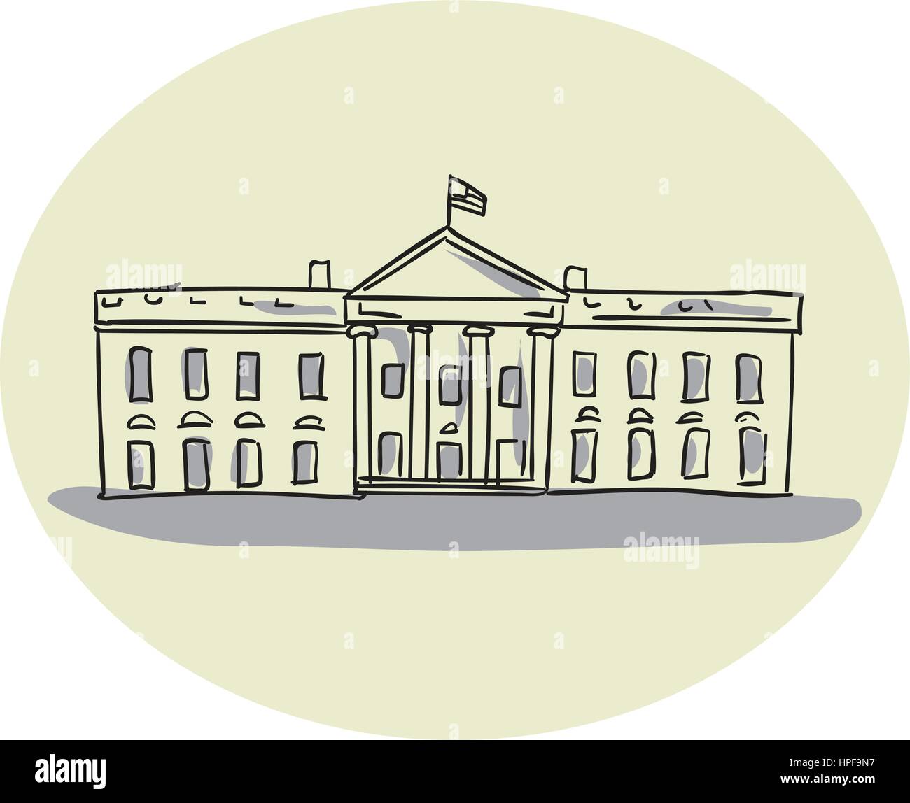 Drawing sketch style illustration of the White House building set ...