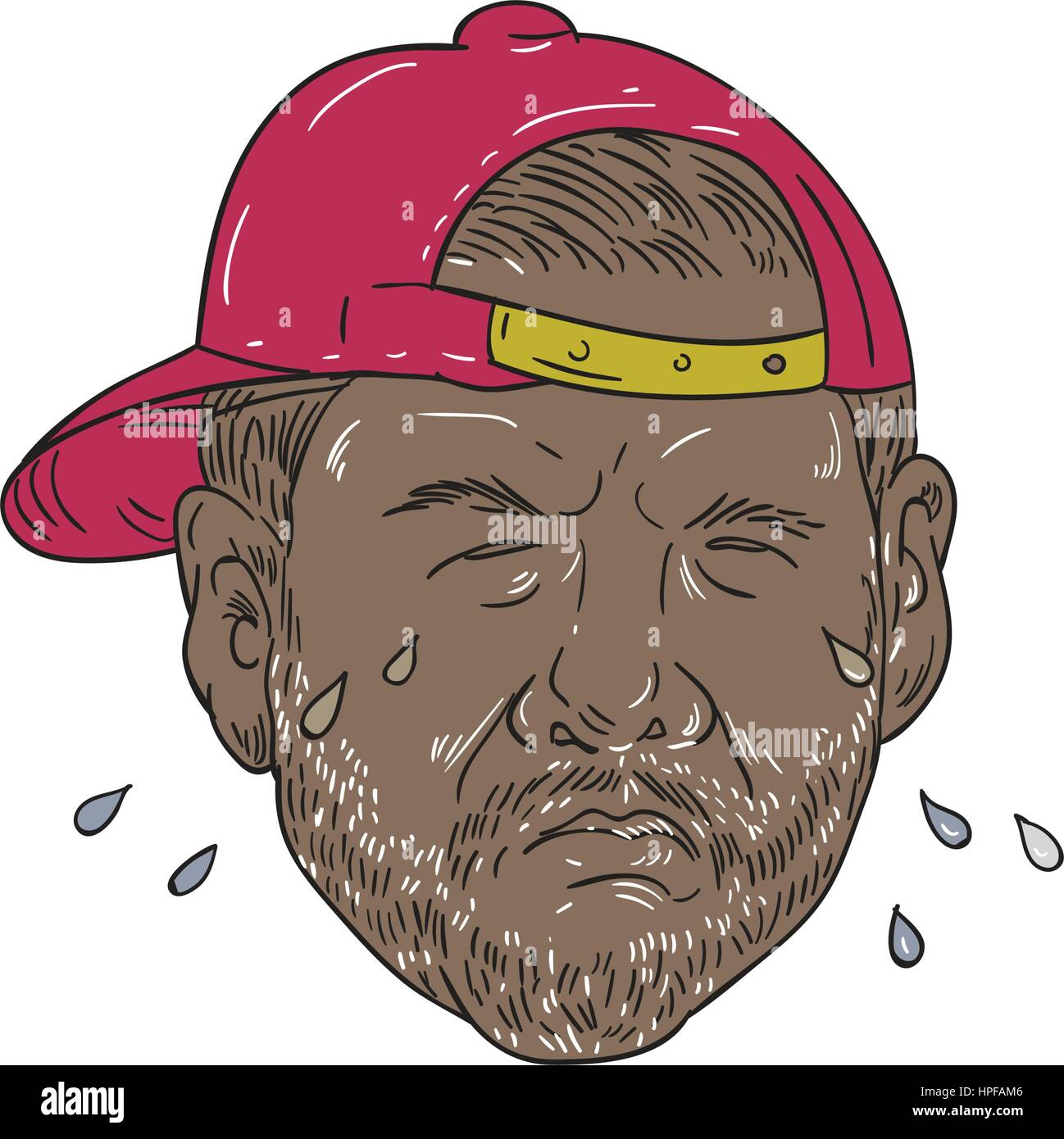 Drawing sketch style illustration of an african-american rapper wearing ...