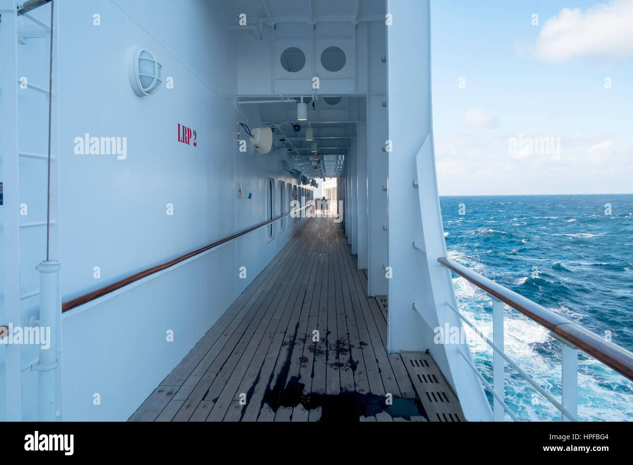 Crossing the slate grey North Atlantic ocean on the liner Queen Mary 2 ...