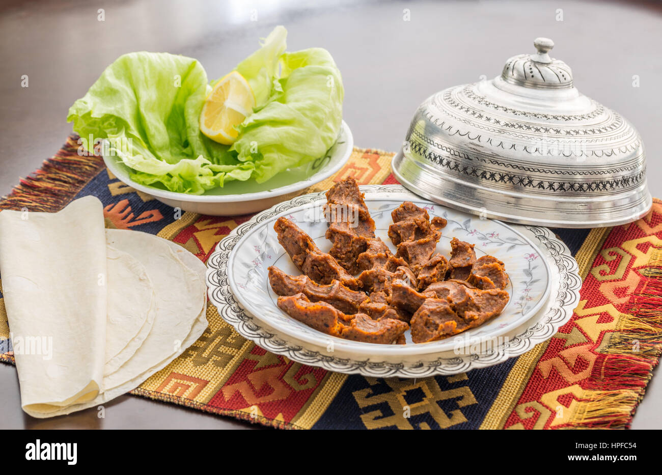 Cigkofte turkish meatball from bulgur side view Stock Photo - Alamy