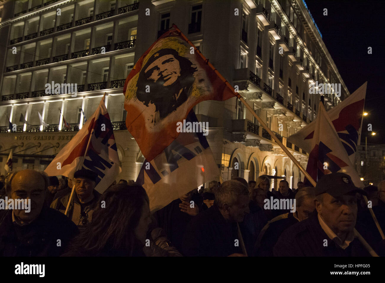 Athens, Greece. 21st Feb, 2017. Thousands, members of the Greek ...