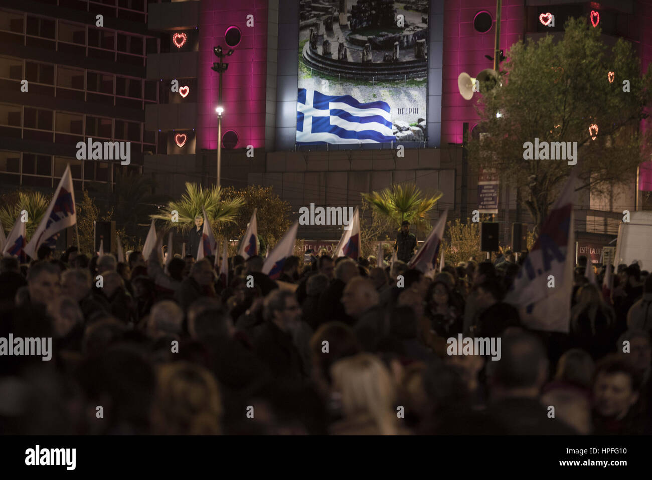 Athens, Greece. 21st Feb, 2017. Thousands, members of the Greek ...