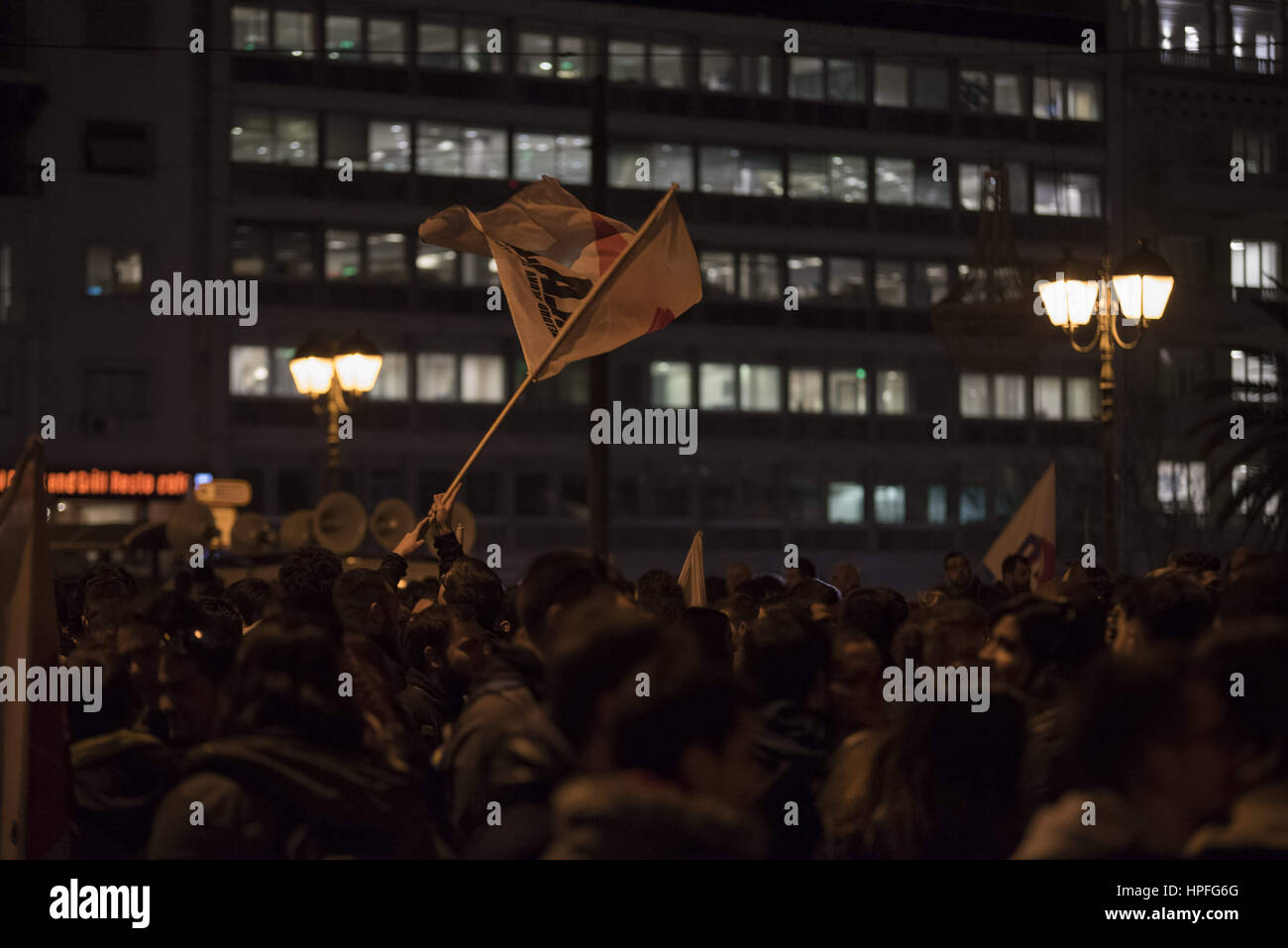 Athens, Greece. 21st Feb, 2017. Thousands, members of the Greek ...