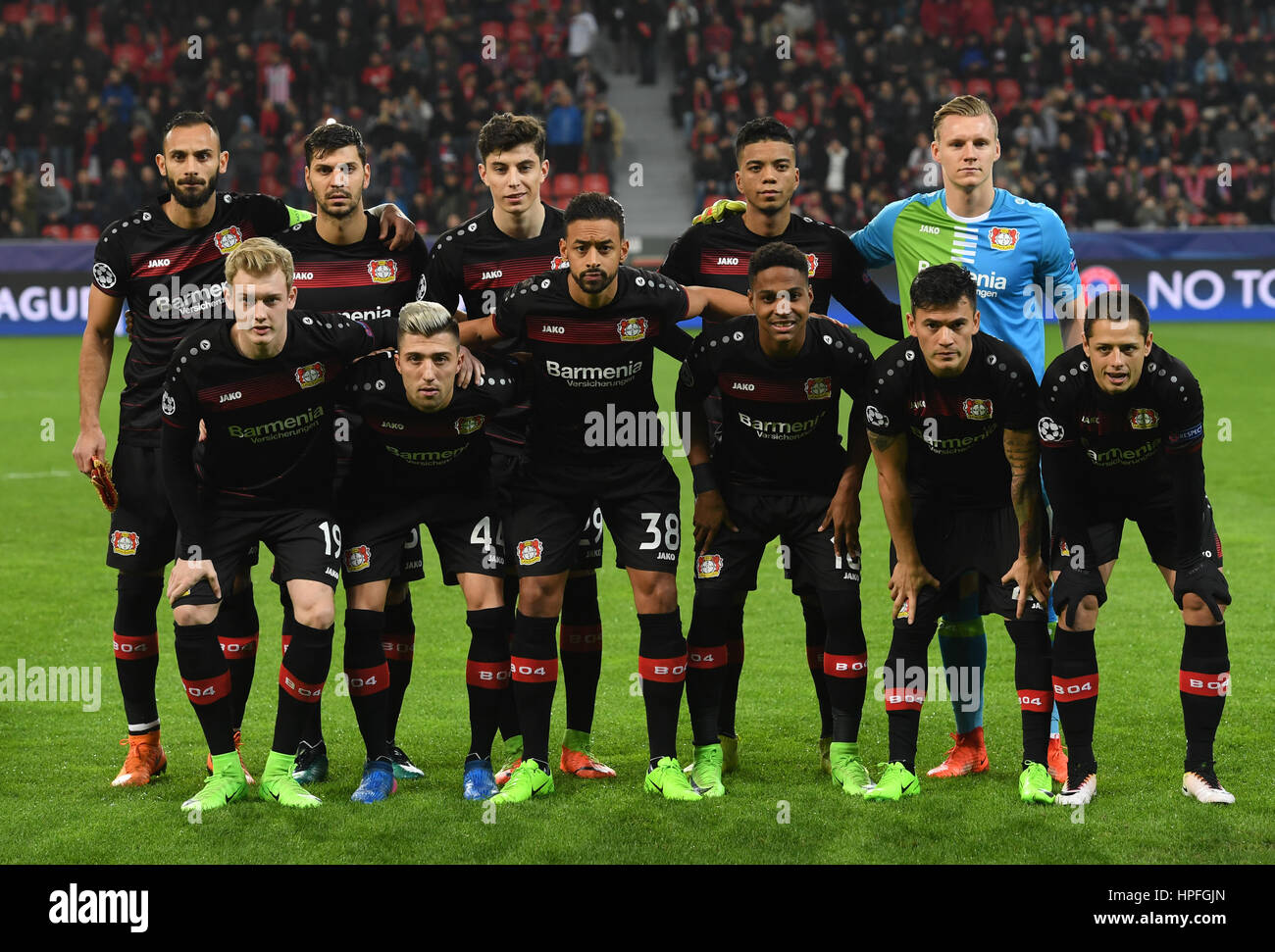 Leverkusen, Germany. 21st February 2017. The Leverkusen starting eleven ...