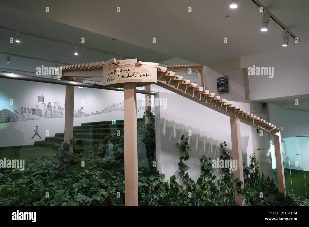 Tokyo, Japan. 21st Feb, 2017. An installation of a 34m long xylophone ...