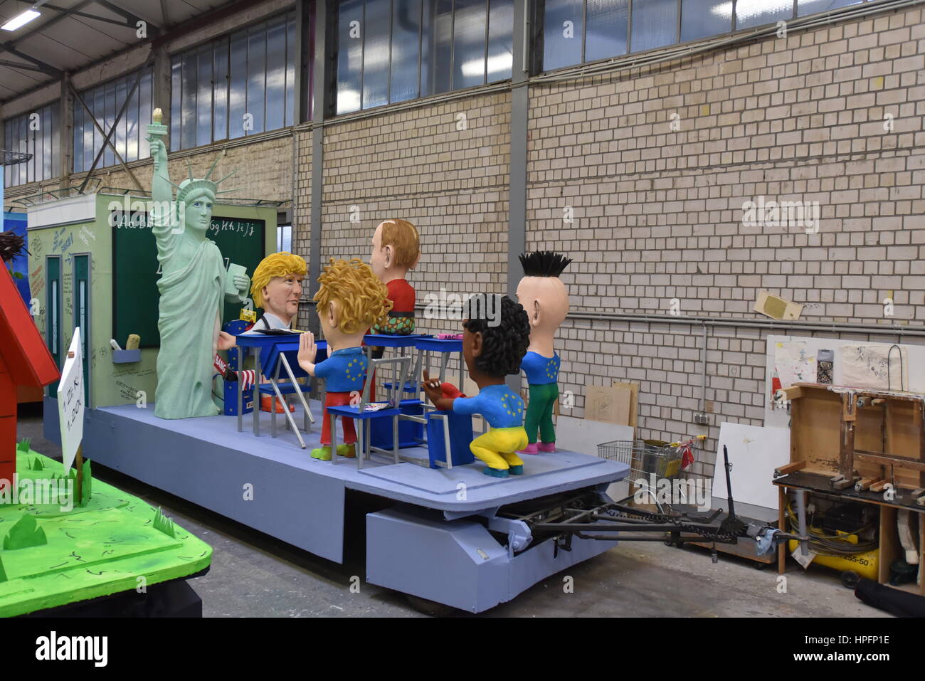 Cologne, Germany. 21st Feb, 2017. A Trump-themed festive wagon can be ...