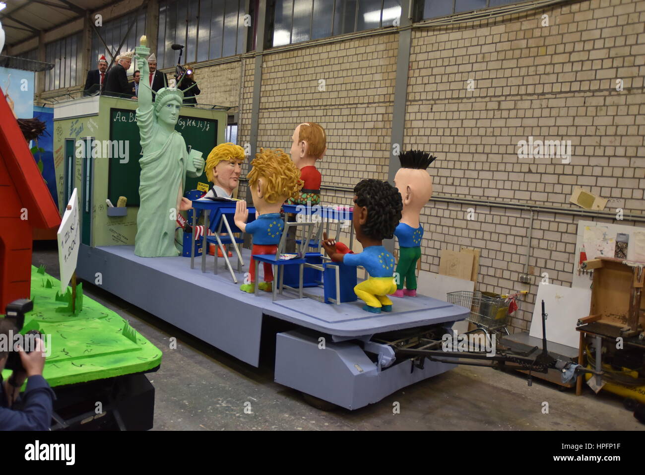 Cologne, Germany. 21st Feb, 2017. A Trump-themed festive wagon can be ...
