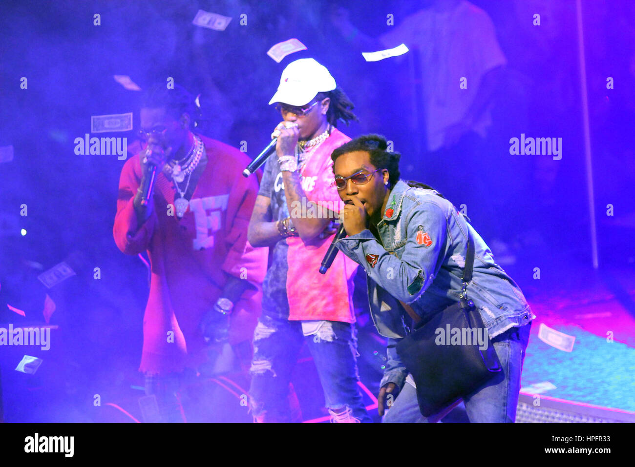 Las Vegas, Nevada, USA. 21st Feb, 2017. Hip-hop trio the Migos makes ...
