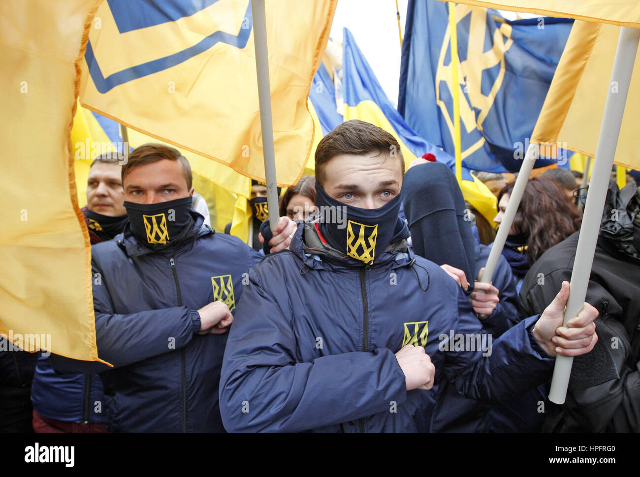 Kiev, Ukraine. 22nd Feb, 2017. Ukrainian activists from nationalists ...